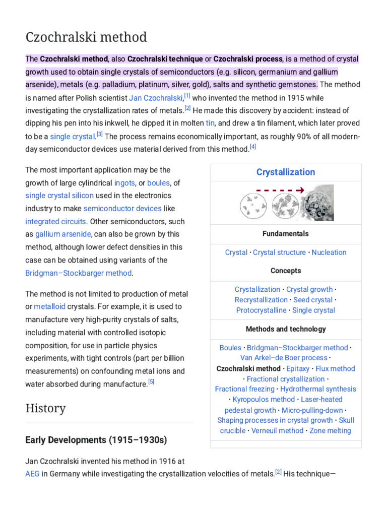 Czochralski Method - Wikipedia | PDF | Solid State Engineering | Phases ...