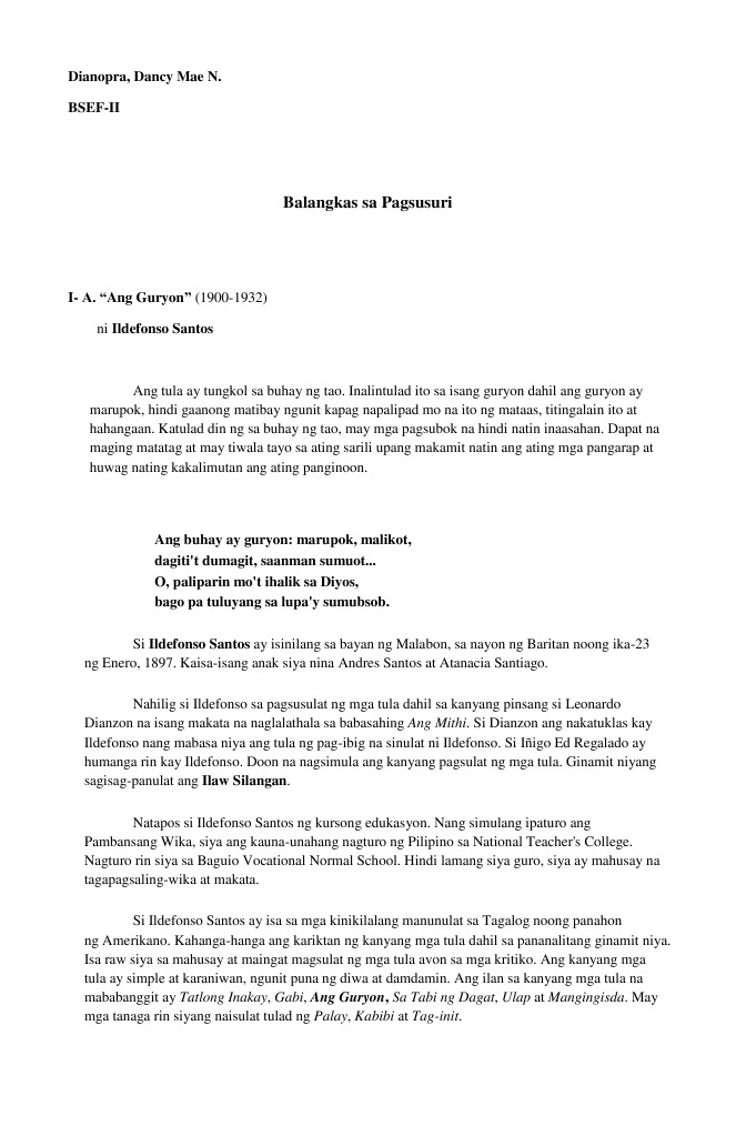 Balangkas NG Pagsusuri | PDF