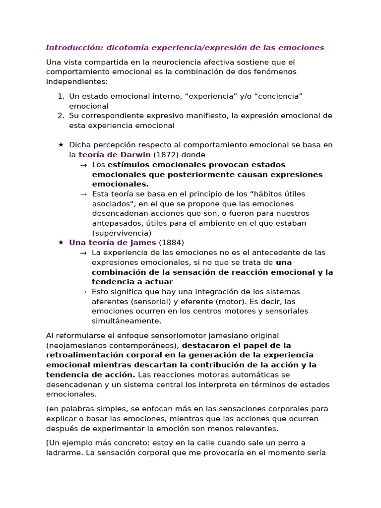 La Integración de La Expresión y La Experiencia Emocional, Una Revisión Pragmática de Las ...
