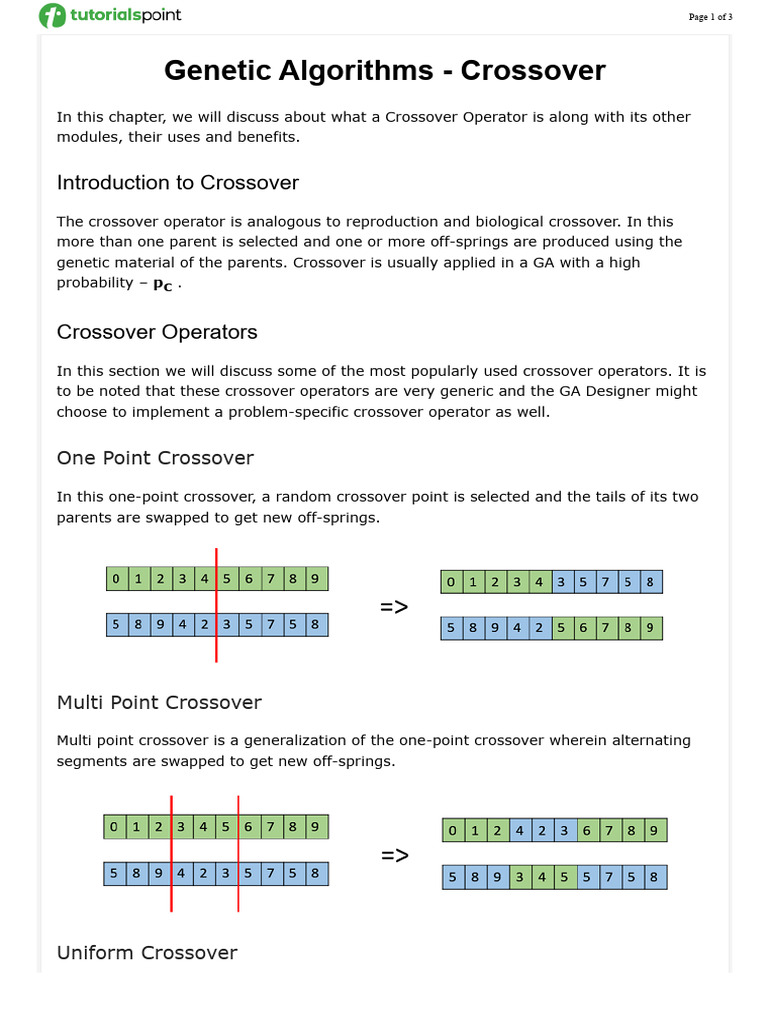 Genetic Algorithms - Crossover | PDF | Biology | Biotechnology