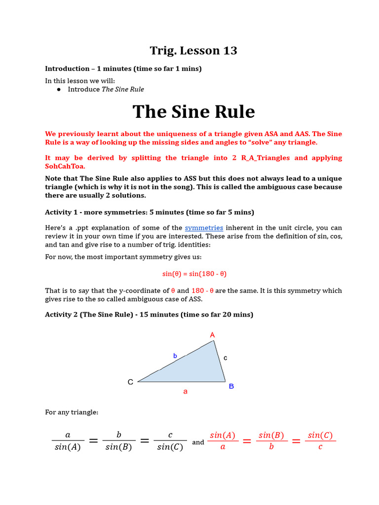 HZ11 Trig Lesson 13 | PDF | Angle | Geometric Measurement