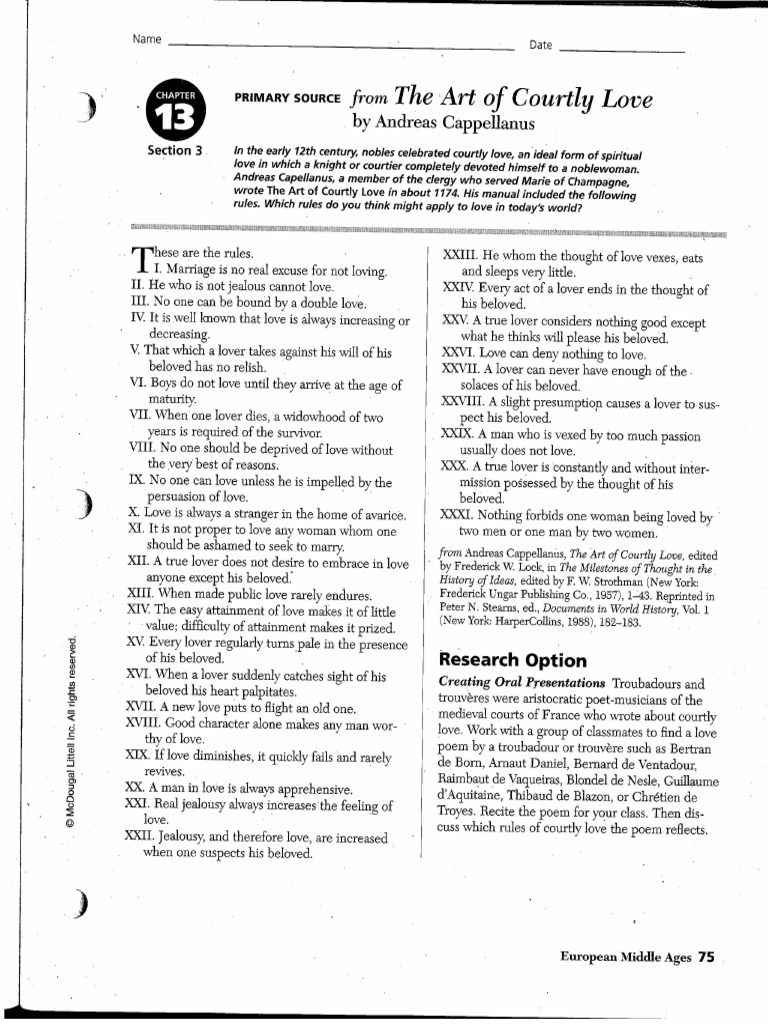 Courtly Love WS | PDF