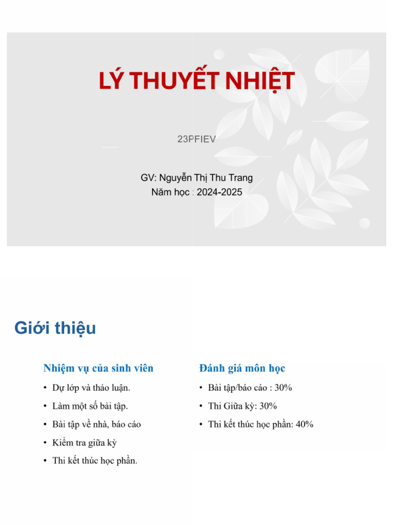 LTN - Chuong 1. Dan Nhiet2025 | PDF