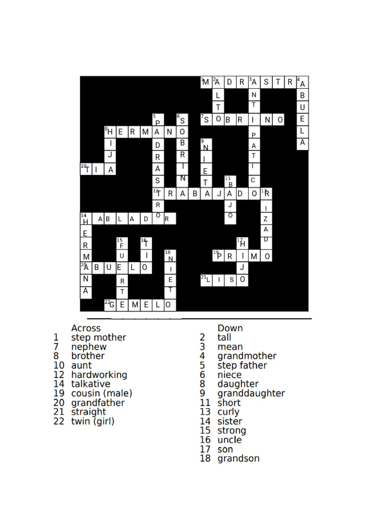 Crucigrama La Familia | PDF