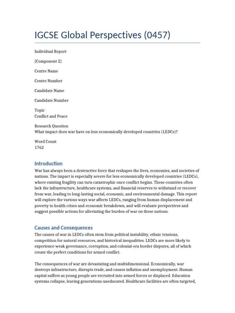 Impact_of_War_on_LEDCs_Report | PDF | Developing Country | Poverty
