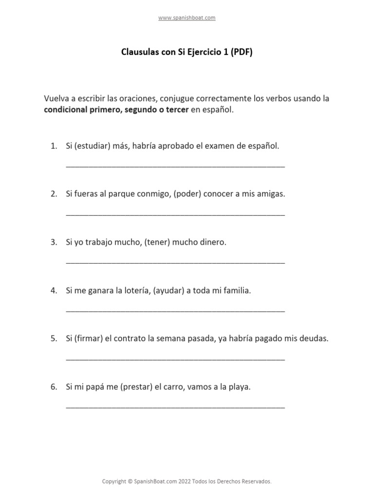 Clausulas Con Si Ejercicio 1 | PDF
