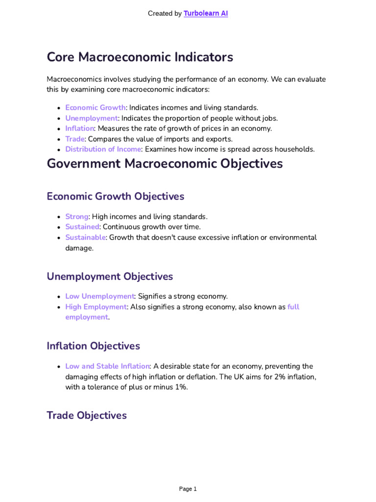 1) Macro Objectives of Government | PDF | Macroeconomics | Inflation