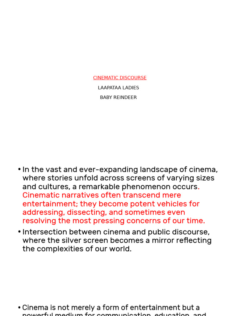 Cinematic Discourse Pptx | PDF