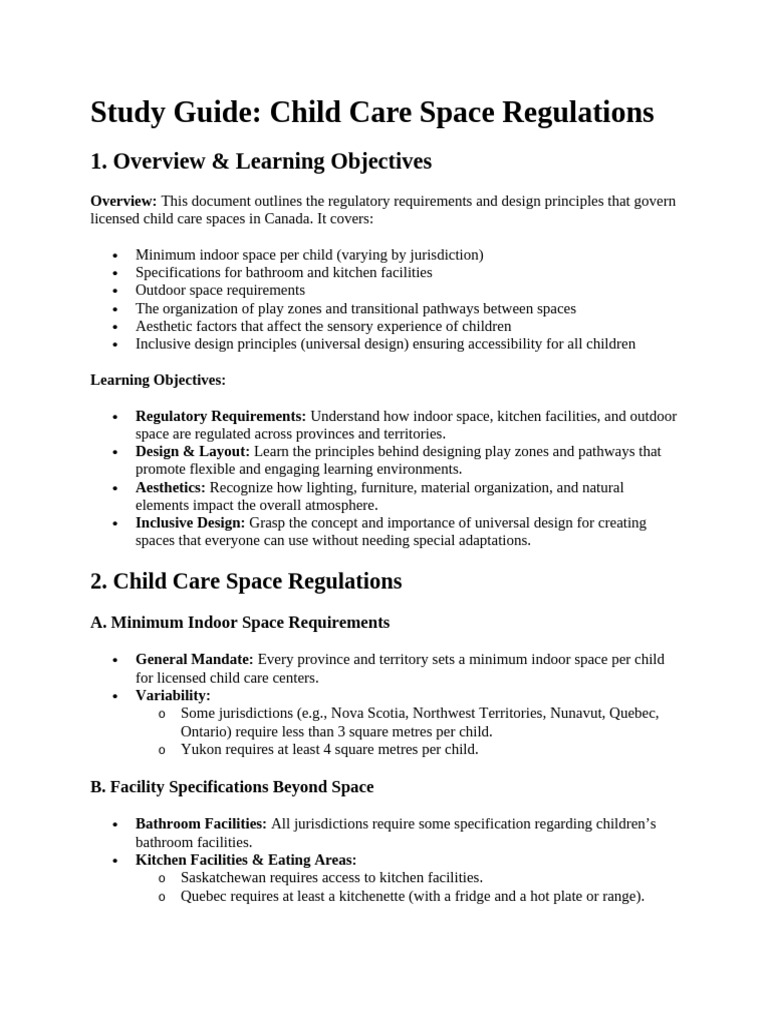 Child Care Space Regulations Guide | PDF | Child Care