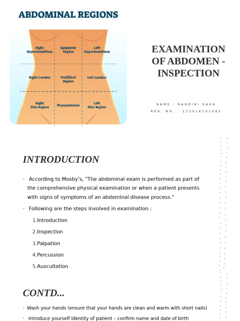 Abdominal Examination Techniques | PDF | Abdomen | Physical Examination