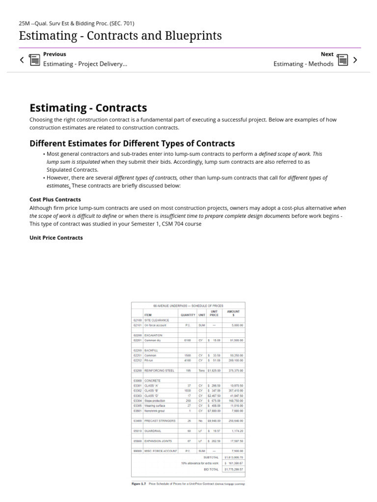 Estimating - Contracts and Blueprints | PDF | Business