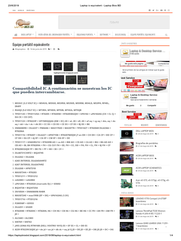 Laptop Ic Equivalent - Laptop Bios BD | PDF | Microcomputadoras ...