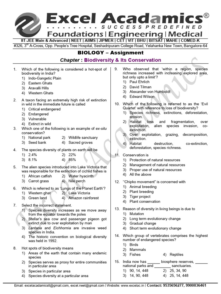 Biodiversity & Its Conservation | PDF | Biodiversity | Conservation Biology