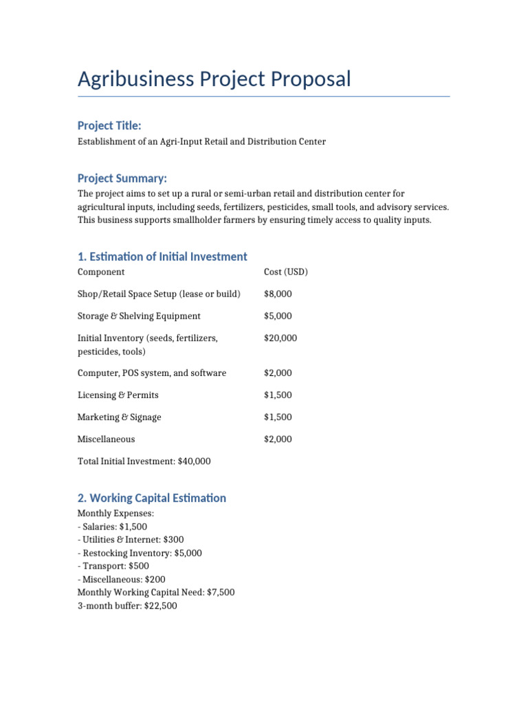 Agri Input Project Proposal | PDF