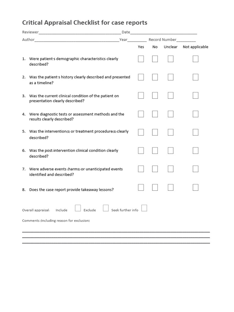 Casp Case Reports Checklist Pdf Medical Diagnosis Case Report