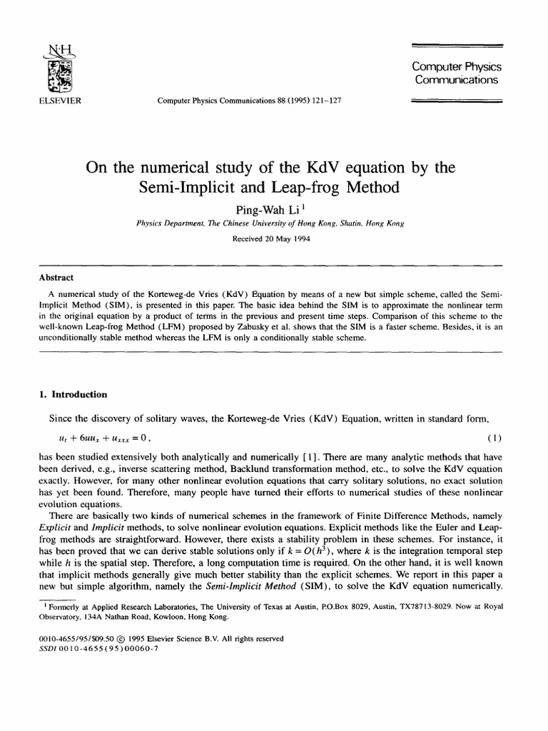 On The Numerical Study of The KDV Equation by The Semi-Implicit and ...