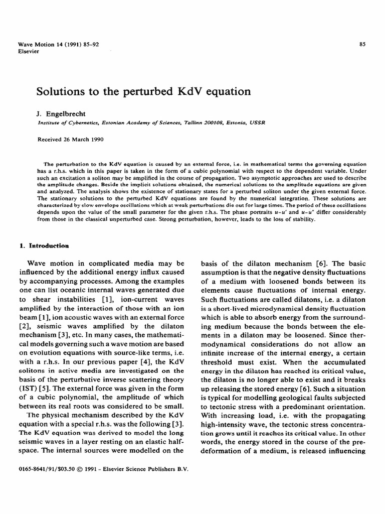 Solutions To The Perturbed KDV Equation | PDF | Waves | Perturbation Theory (Quantum Mechanics)