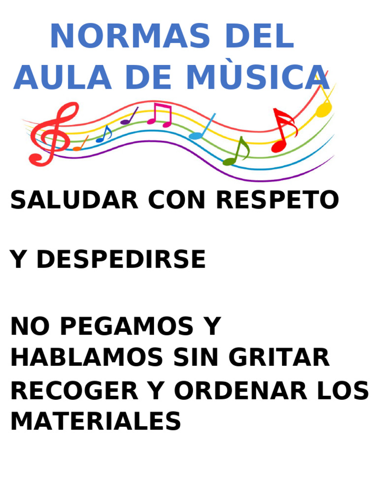 Normas de Aula de Música y Respeto | PDF