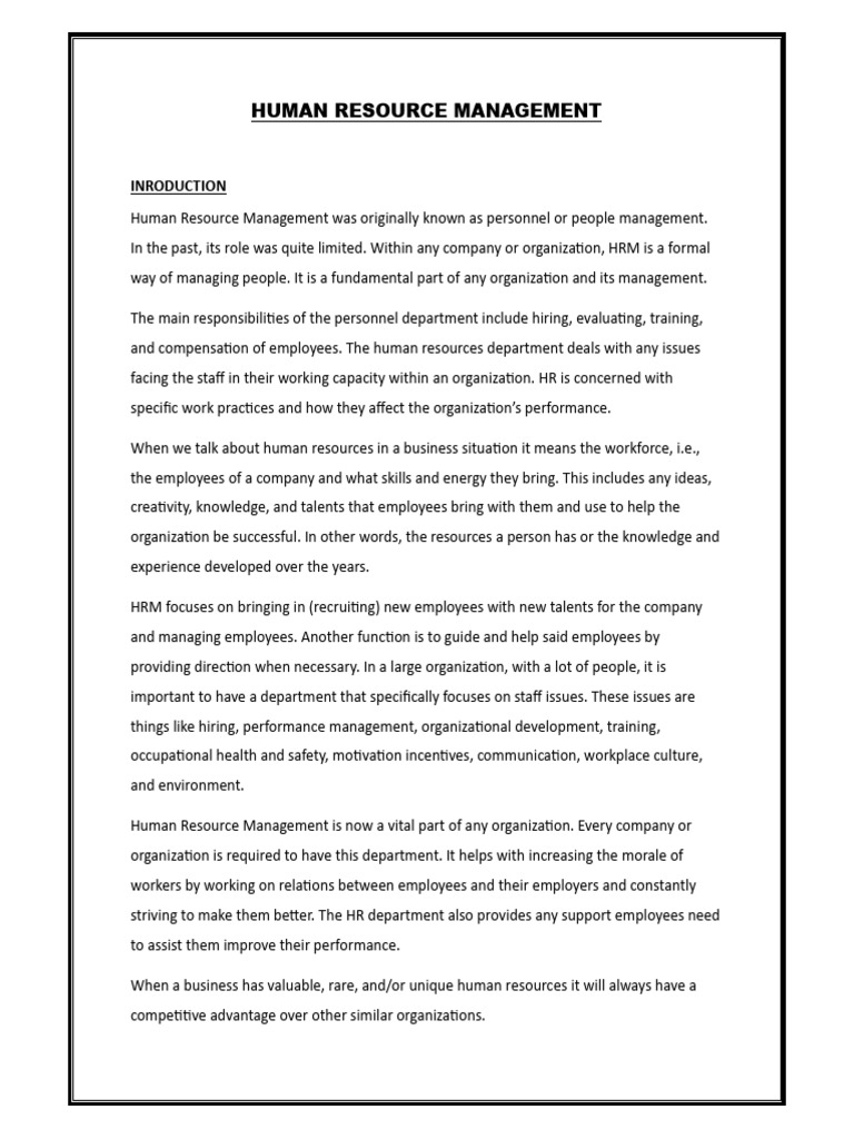 Human Resource Management 01 | PDF | Human Resource Management | Employment