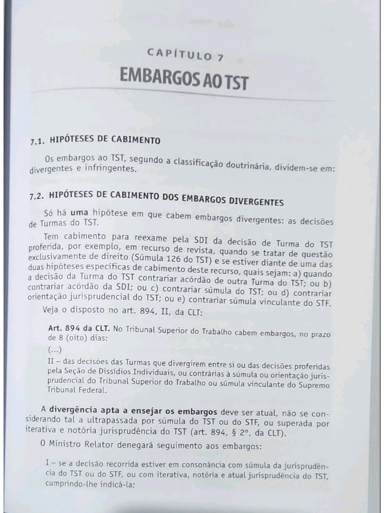 Cap 07 - Embargos Ao TST | PDF