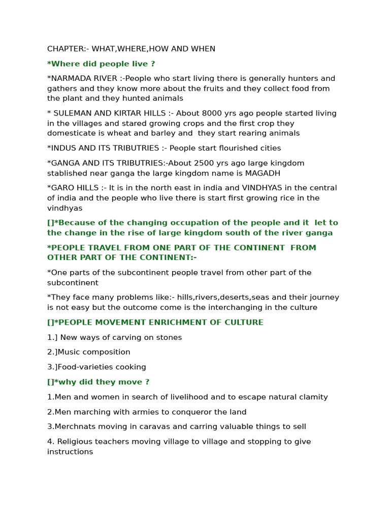 Chapter 1 History Class 6 Notes | PDF