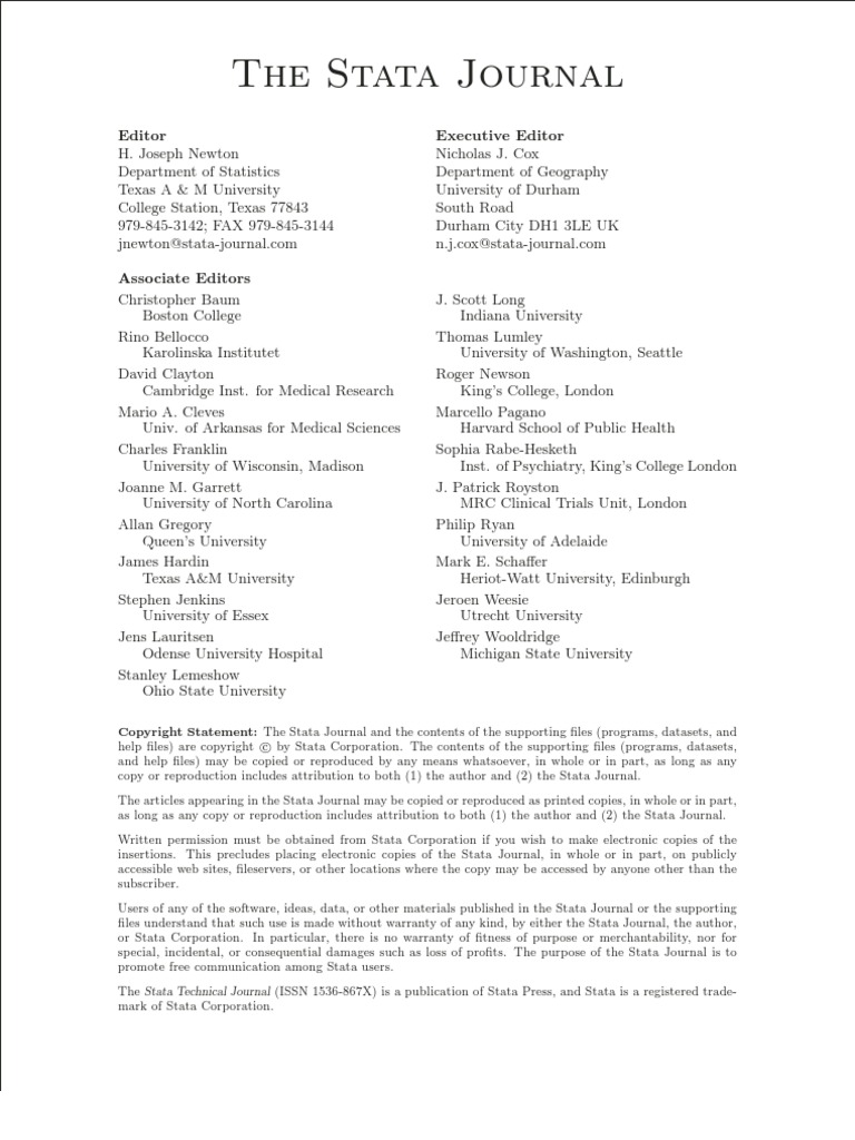 Stata Journal Xtserial | PDF | Autocorrelation | Regression Analysis