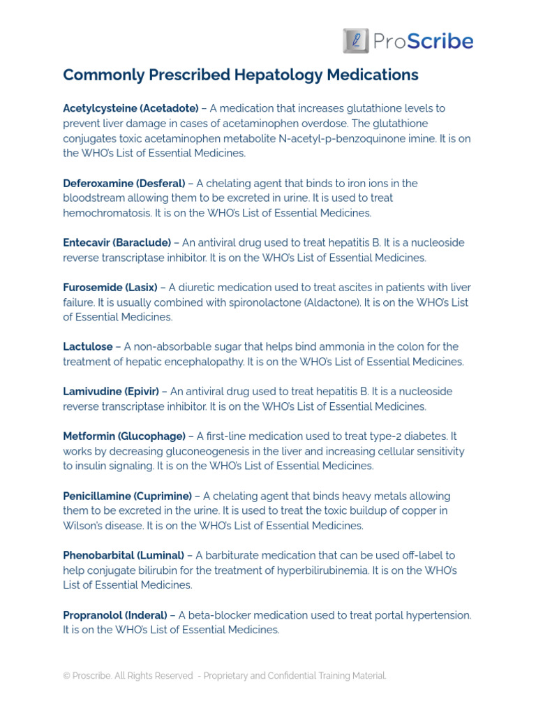 Essential Hepatology Medications List | PDF | Liver | Clinical Medicine