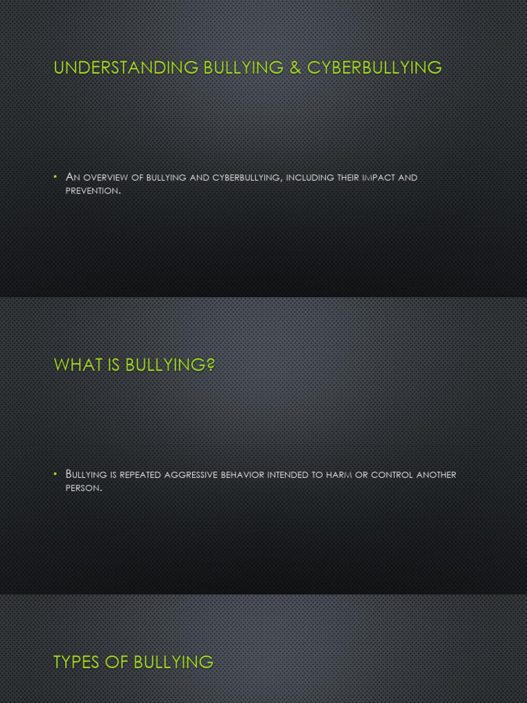 Understanding Bullying & Cyberbullying | PDF