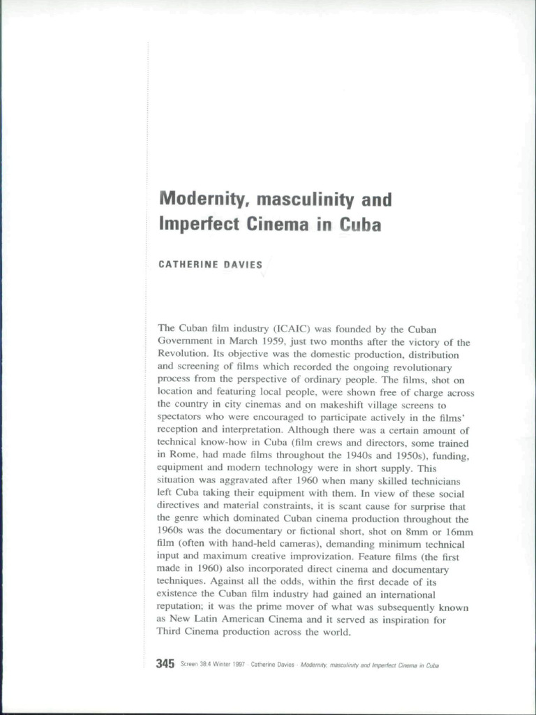 Modernity Masculinity and Imperfect Cinema in Cuba | PDF | Machismo