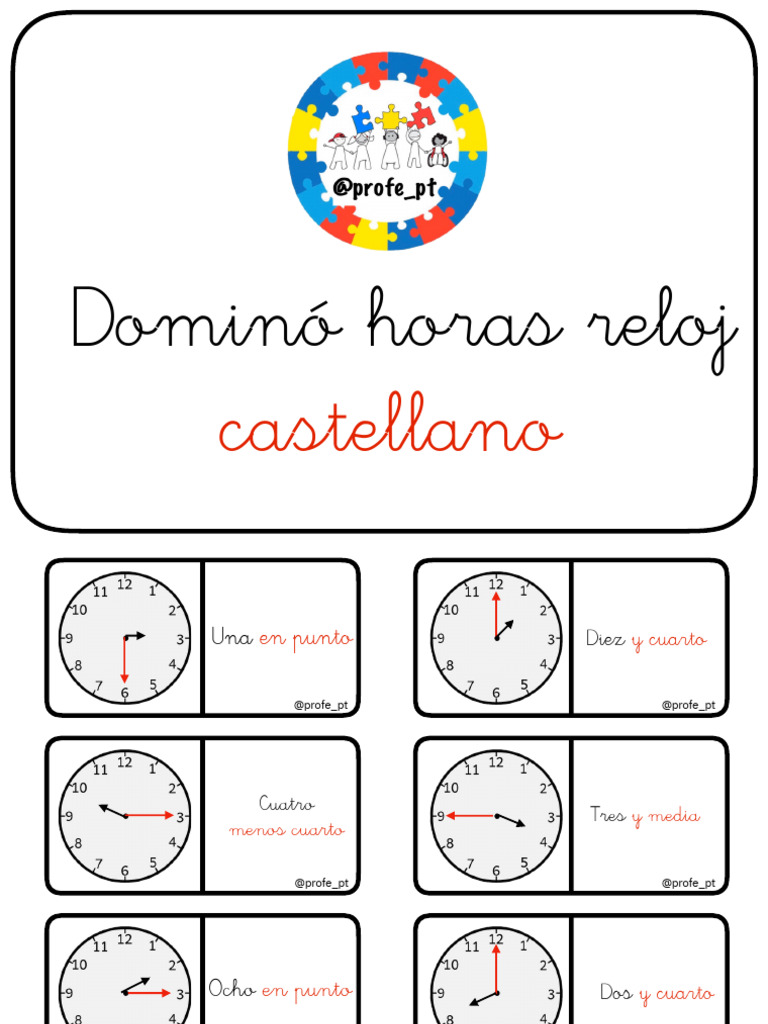 Dominó de horas para imprimir | PDF