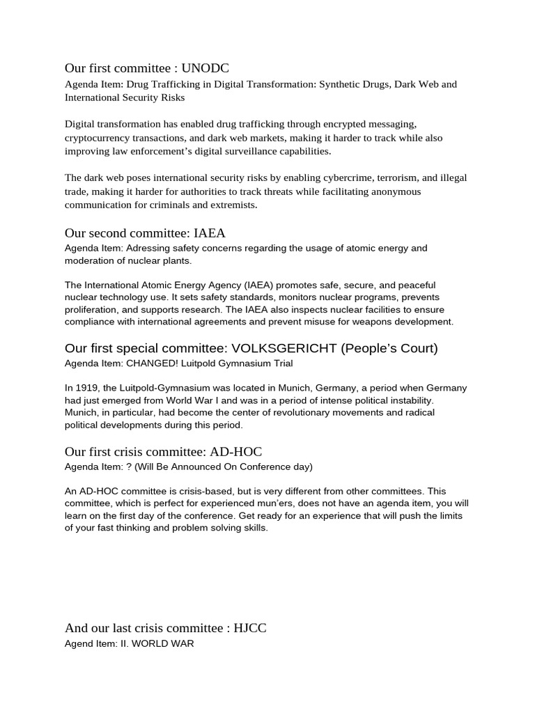 MUN Committees on Security and Safety | PDF | International Atomic ...