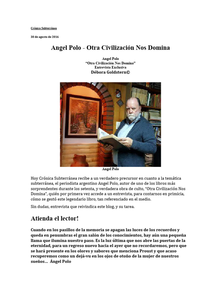 Angel Polo Otra Civilizacio N Nos Domina | PDF | Carl Jung | Objeto volador no identificado
