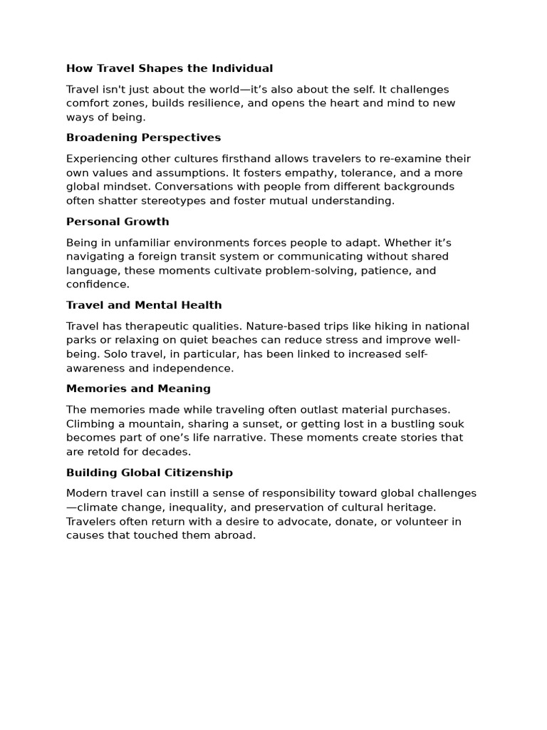 How Travel Shapes The Individual | PDF