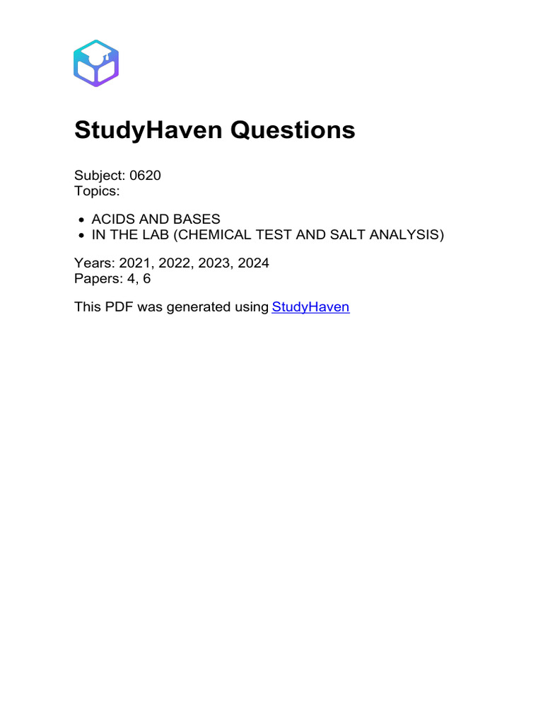 Acid Bases Worksheet p4 and p6 | PDF