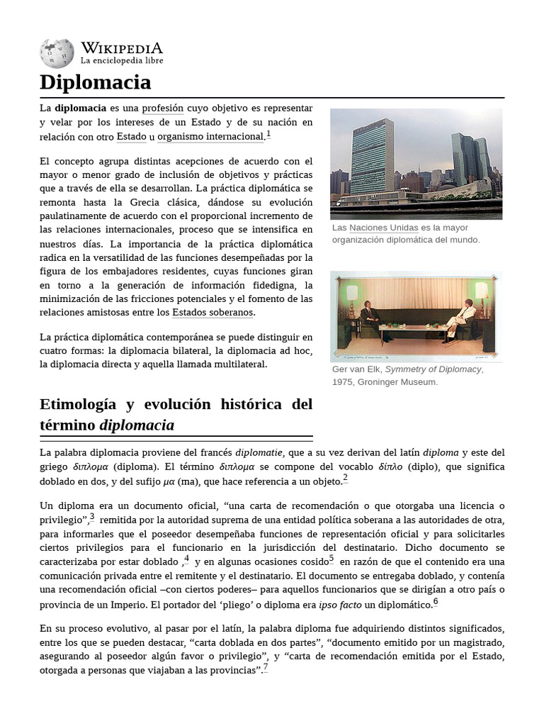 Historia y Etimología de la Diplomacia | PDF | Diplomacia | Relaciones ...