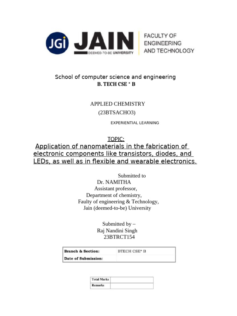 Experential Learning ChemB | PDF | Nanotechnology | Nanomaterials