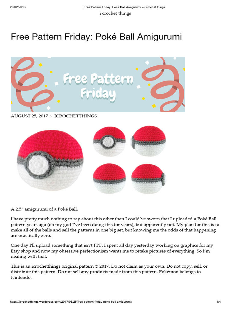 Free Pattern Friday - Poké Ball Amigurumi - I Crochet Things | PDF ...