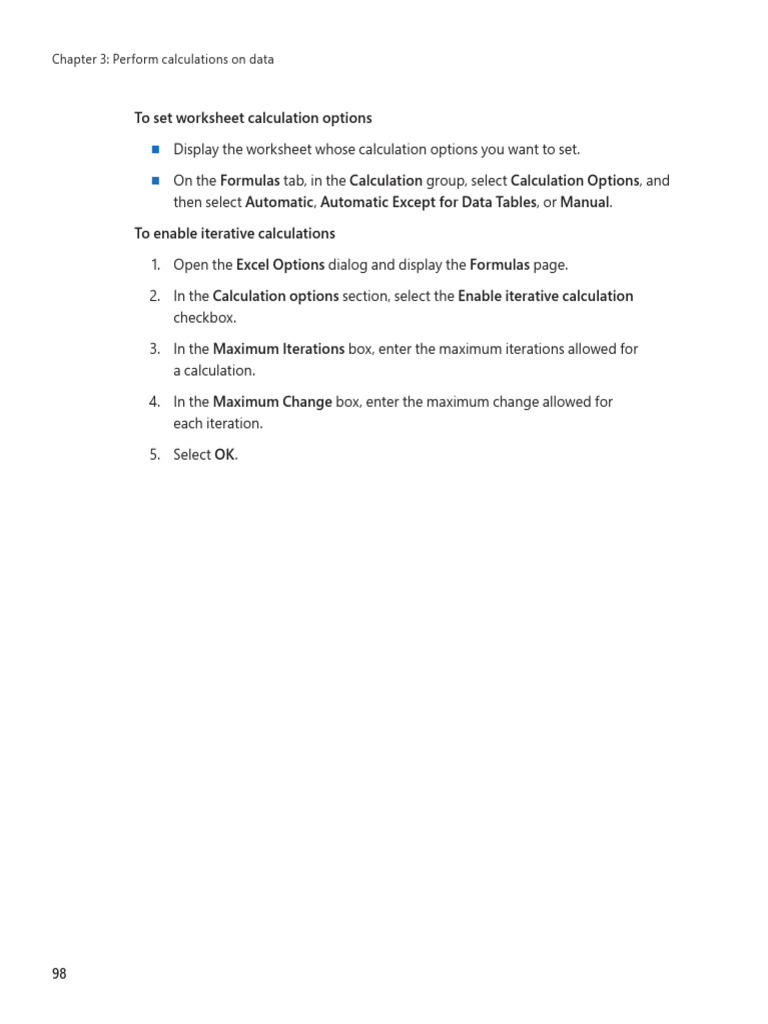 Set Excel Worksheet Calculation Options | PDF