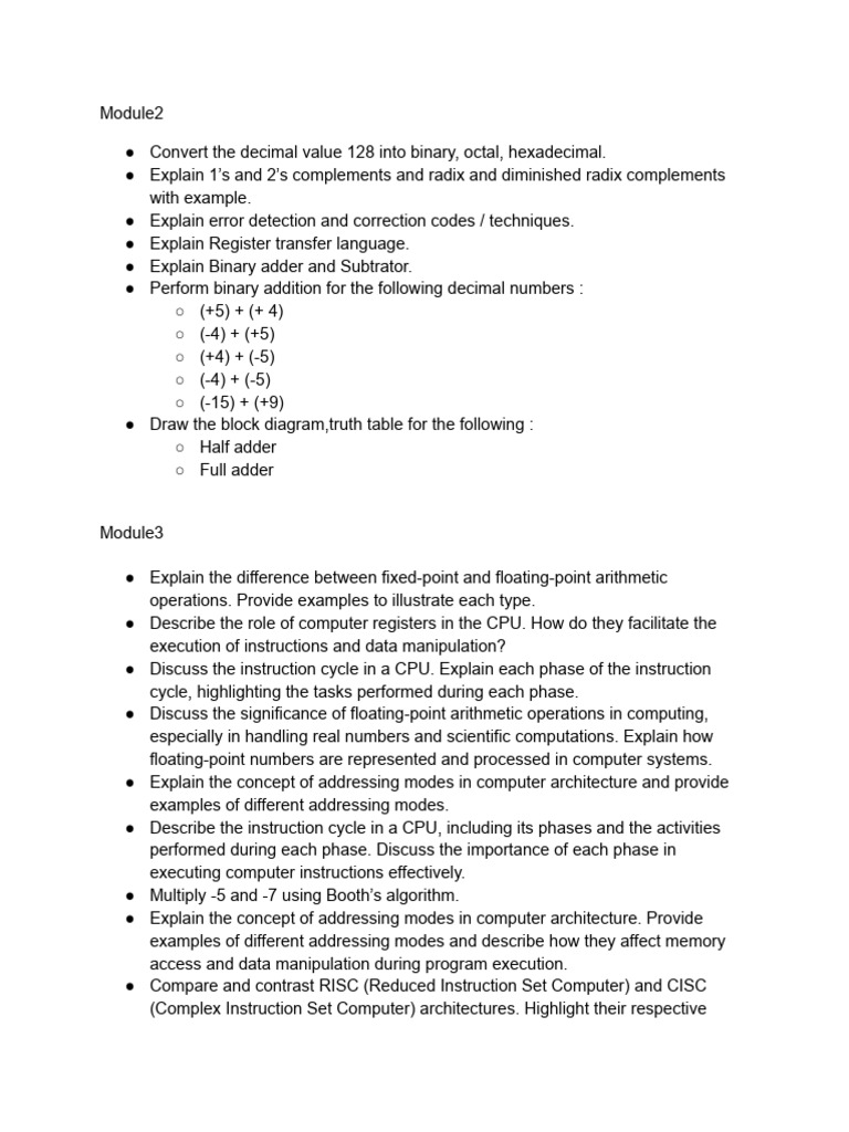 Binary Arithmetic and CPU Architecture Concepts | PDF