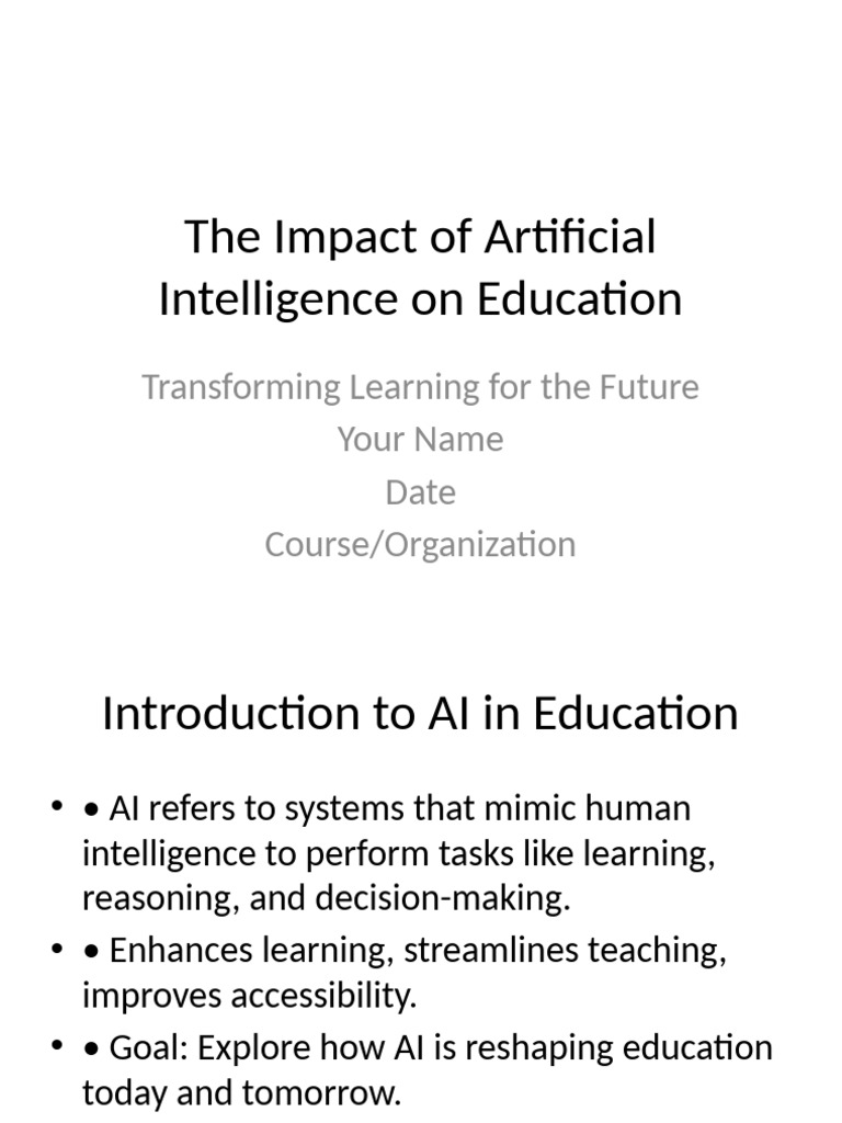 Ai In Education Presentation Pdf