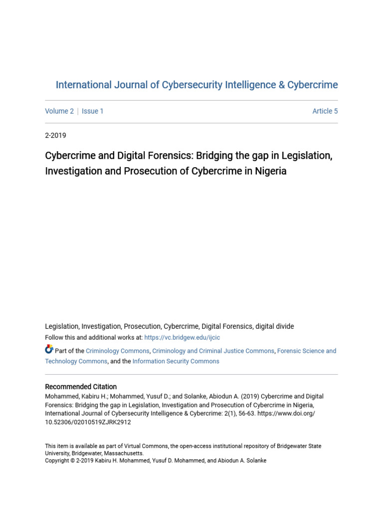 Bridging The Gap in Legislation Investigation and Prosecution of ...