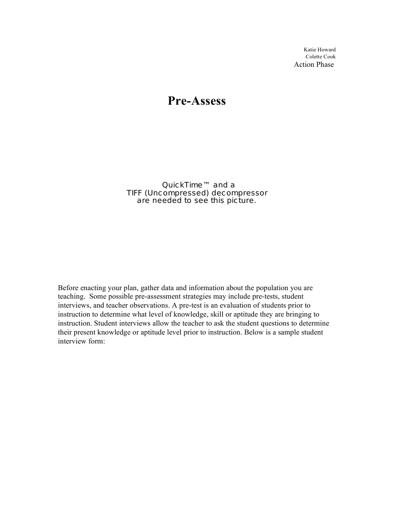 Pre-Assess: Katie Howard Colette Cook | PDF | Educational Assessment ...