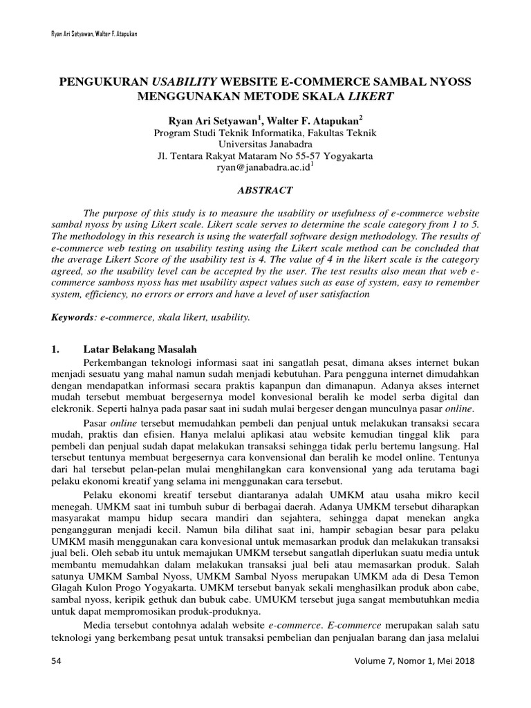 Pengukuran Usability Website E Commerce | PDF