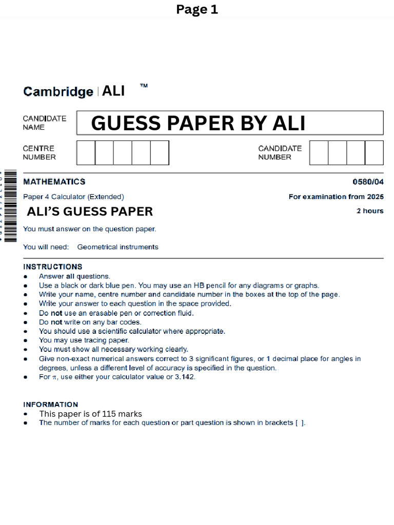 Mock Paper by Ali Ebad | PDF