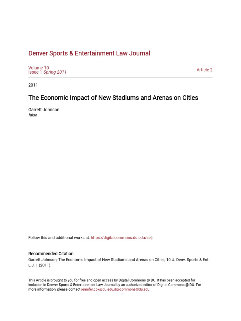 The Economic Impact of New Stadiums and Arenas On Cities | PDF | Taxes ...