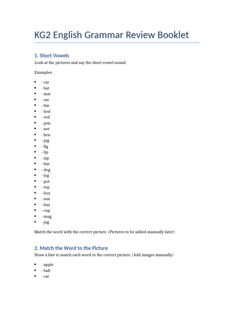 KG2_English_Grammar_Review_Booklet | PDF