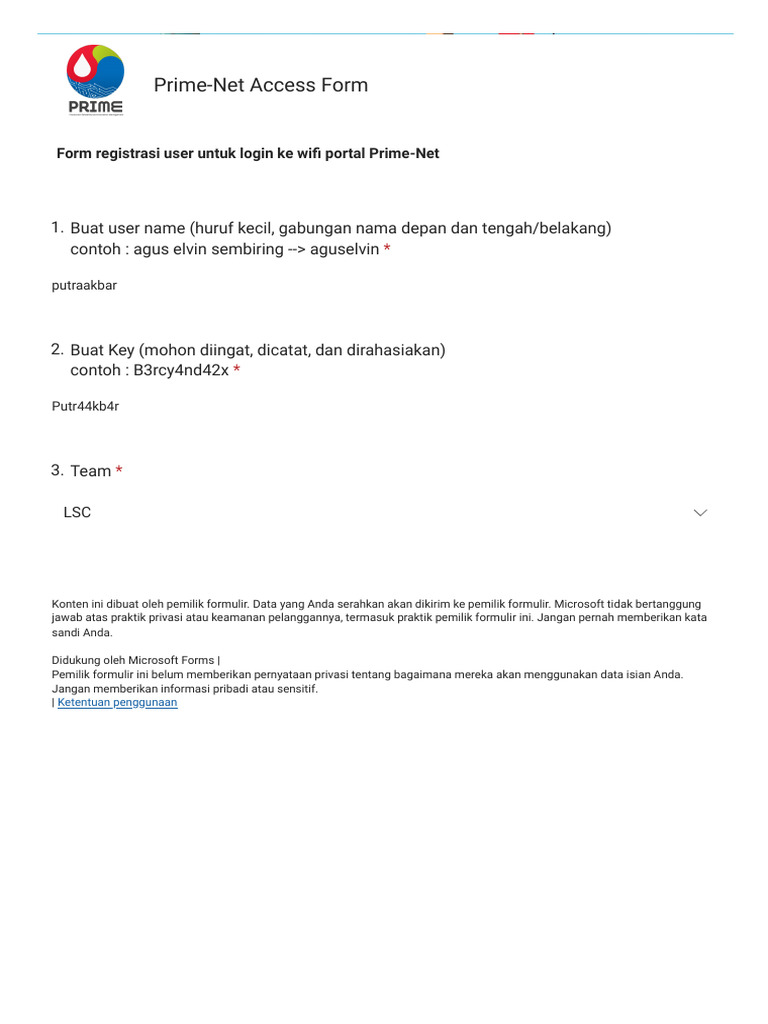 Prime-Net Access Form | PDF