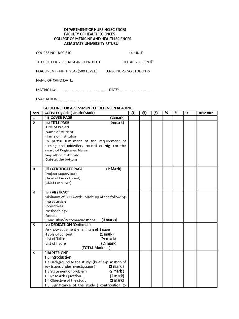 NSC 510 (Research Project) Checklist | PDF | Theory | Science