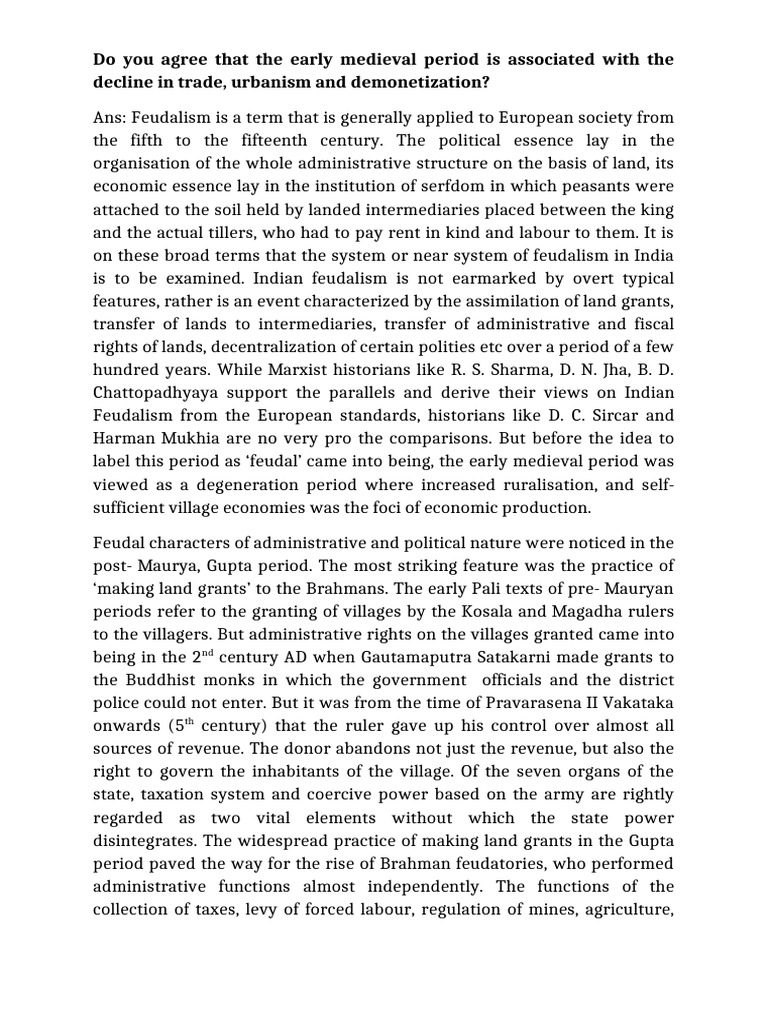 Decline in Trade and Urbanism | PDF | Feudalism | Coins