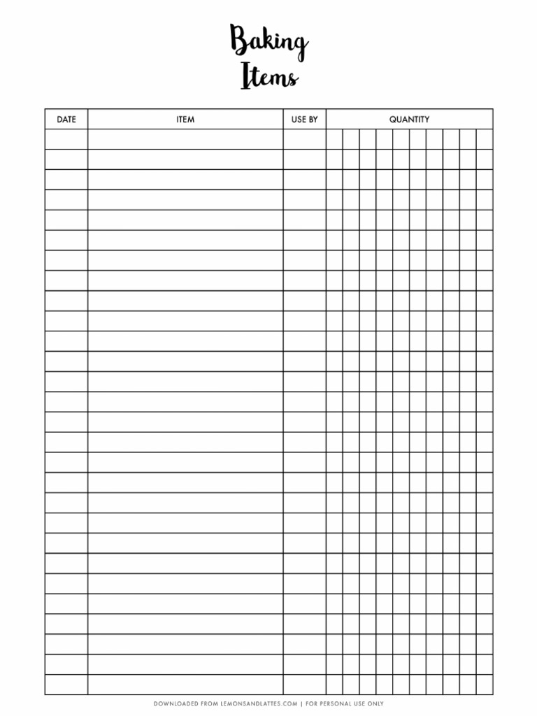 Kitchen Inventory Baking | PDF